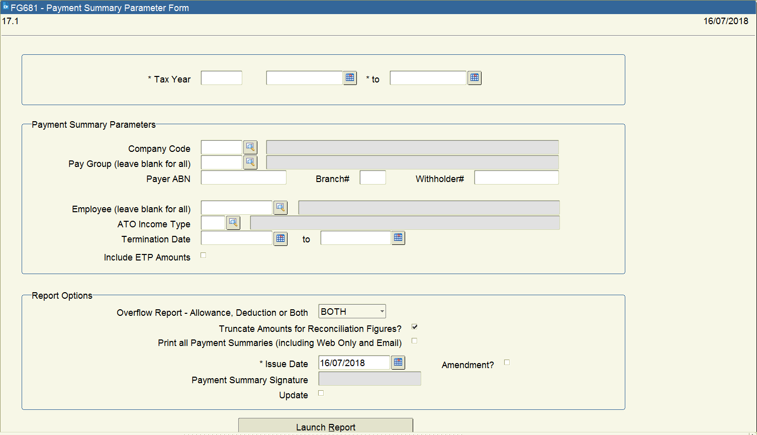Running the Generate Payment Summaries Chain