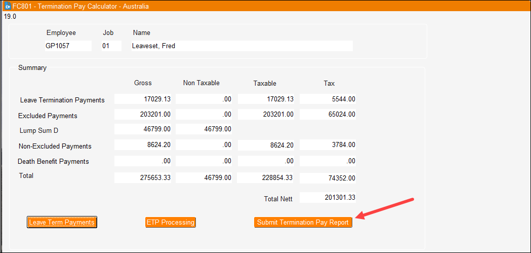 FC801 Termination Pay Calculator