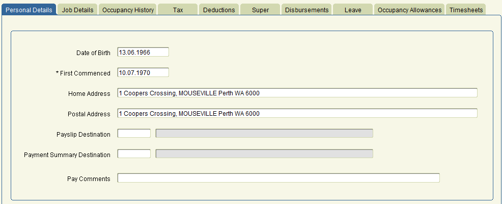 FD165 Employee Details Summary